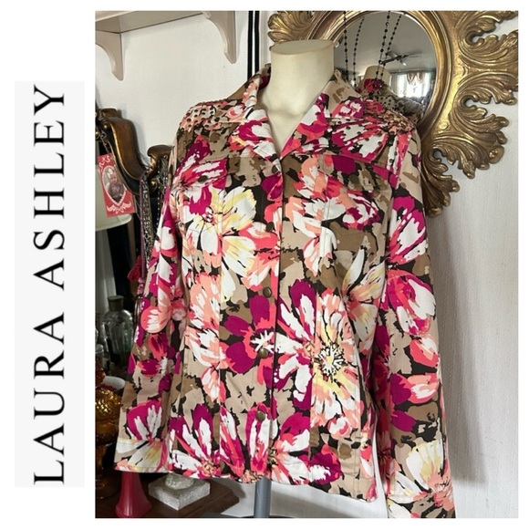 Laura Ashley | Jackets & Coats | Laura Ashley Pink Floral Studded ...